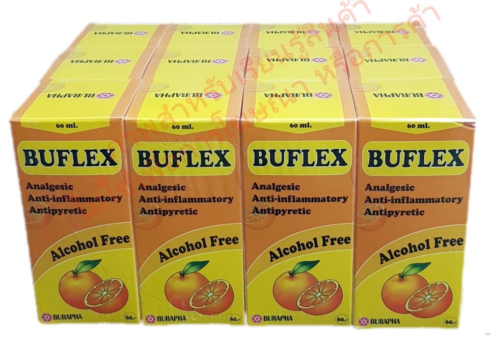 BUFLEX SYR 60 ml บูรพา #มีกล่อง ibuprofen 100mg/5ml