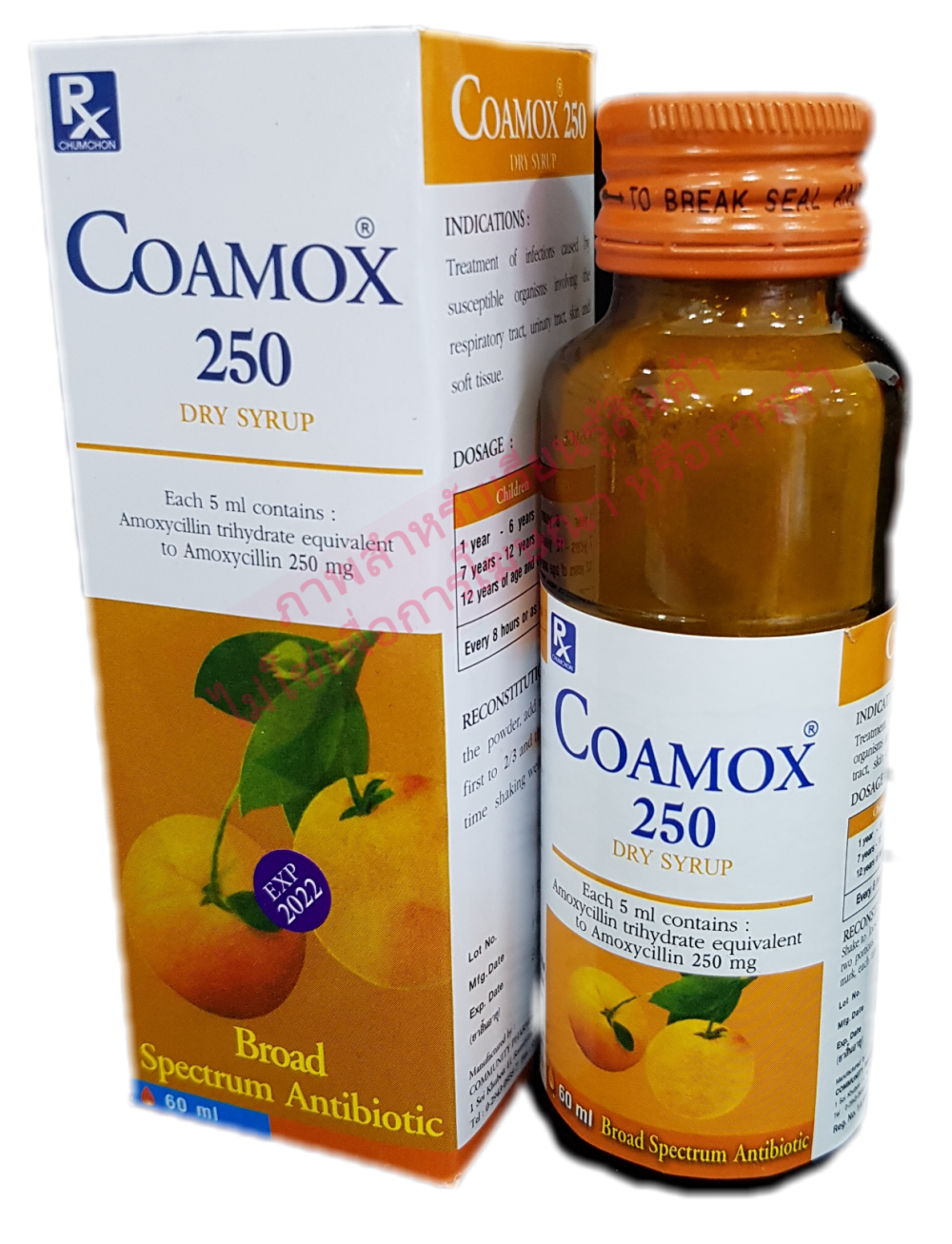COAMOX 250 mg DRY ส้ม amoxy coph +(ญ44)